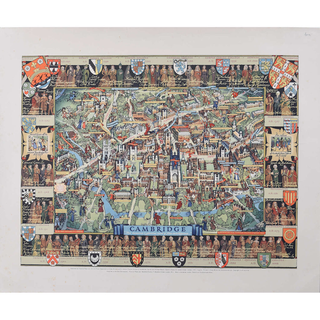 Kerry Lee Cambridge Original Poster Map c. 1950 - Manning Fine Art