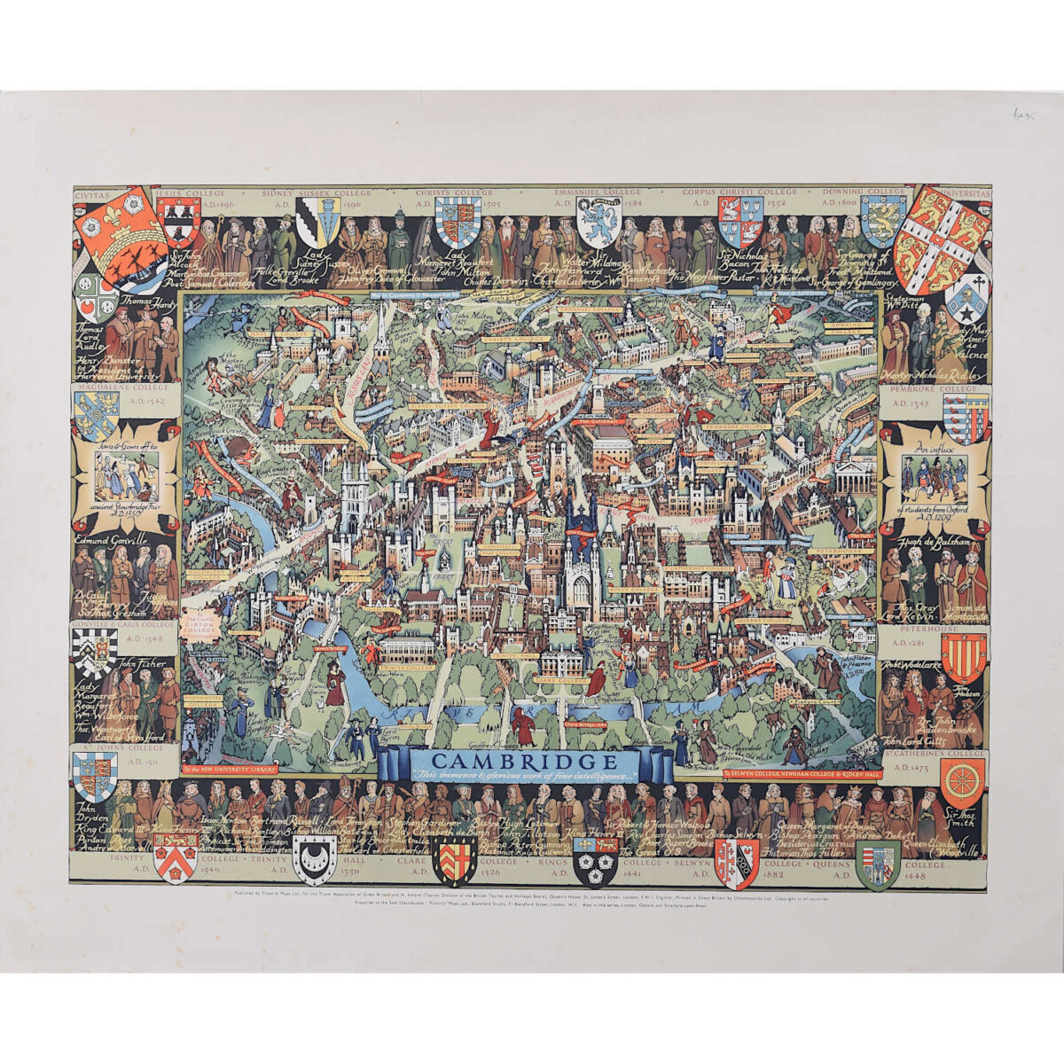 Kerry Lee Cambridge Original Poster Map c. 1950 - Manning Fine Art