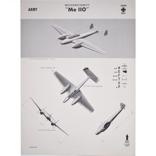 1943 Messerschmitt Bf 110 Luftwaffe World War 2 airplane recognition ...