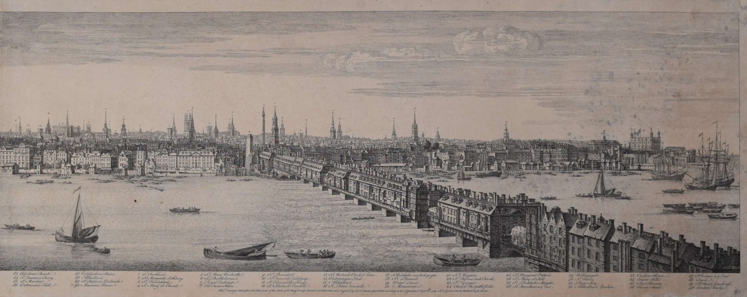 Panorama of London from Thames Samuel & Nathaniel Buck 1749 engraving ...