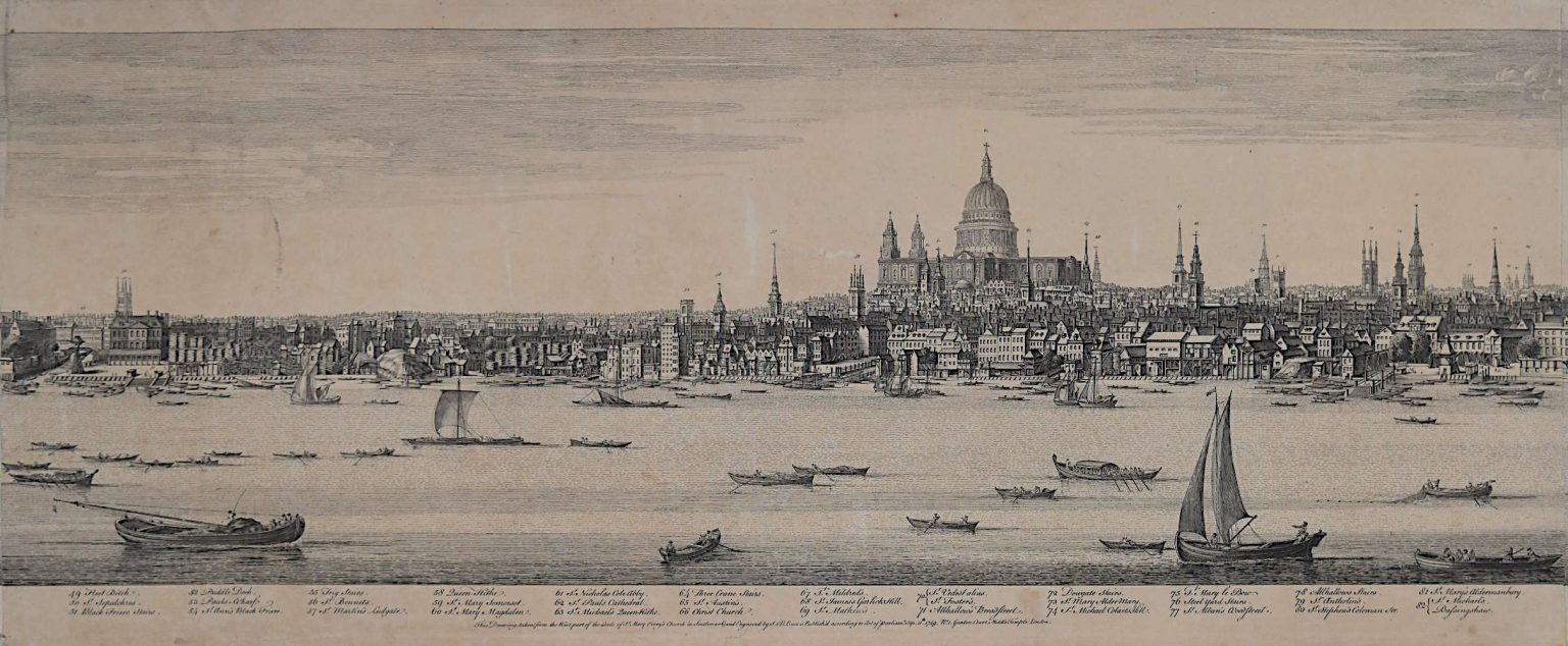 Panorama of London from Thames Samuel & Nathaniel Buck 1749 engraving ...