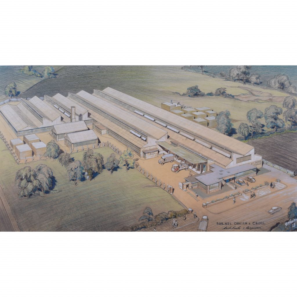 JDM Harvey Architectural Drawing Design for Factory 1954 - Manning Fine Art