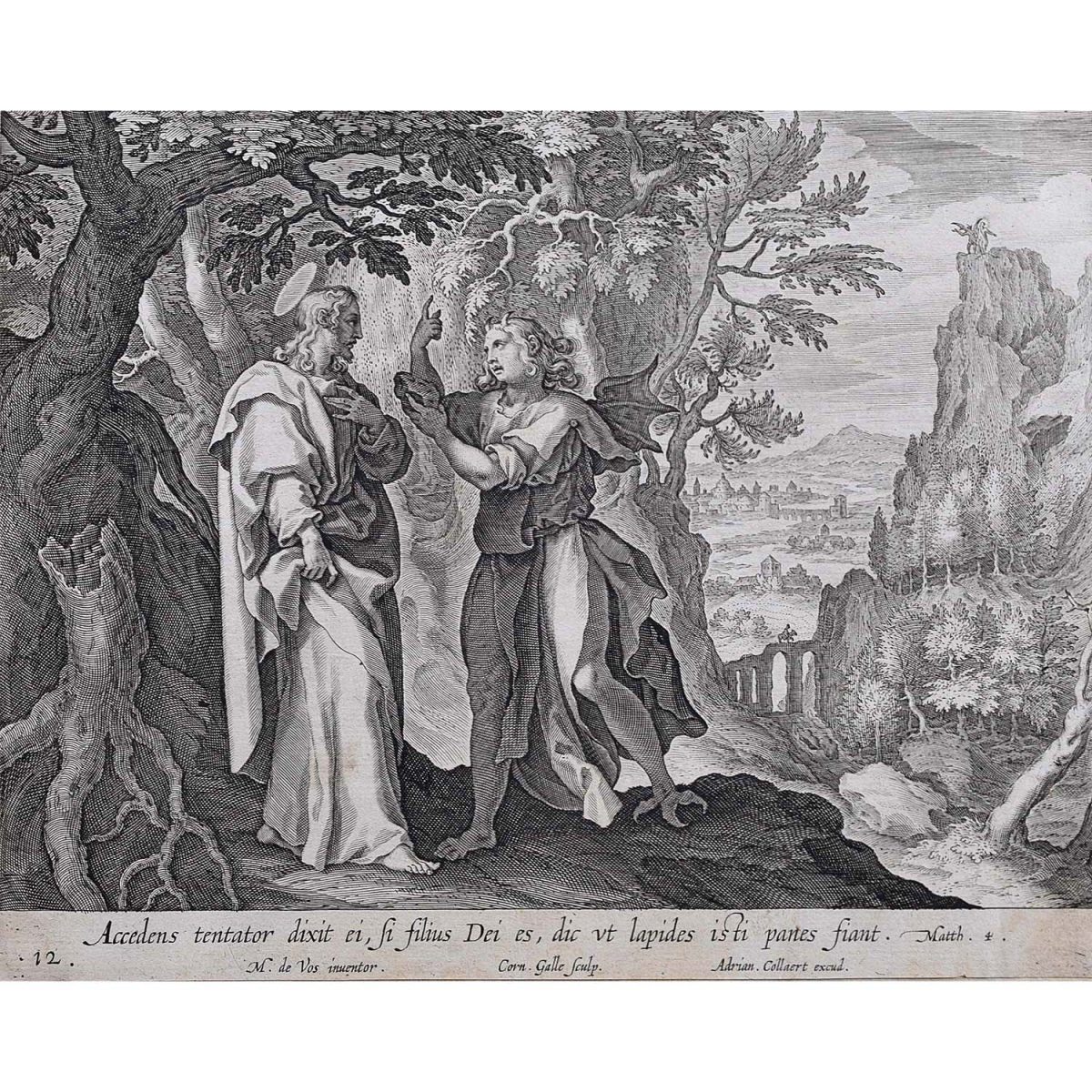 Adrian Collaert Martin de Vos Jesus and the Tempter - Manning Fine Art