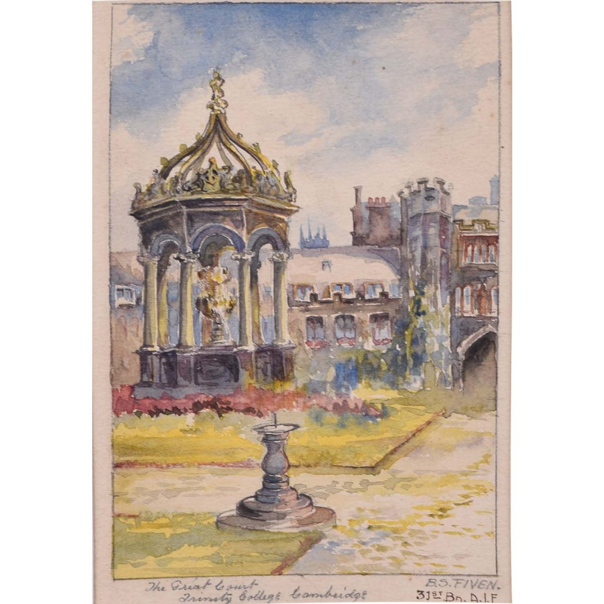 Trinity College, Cambridge engraving by David Loggan (1690)