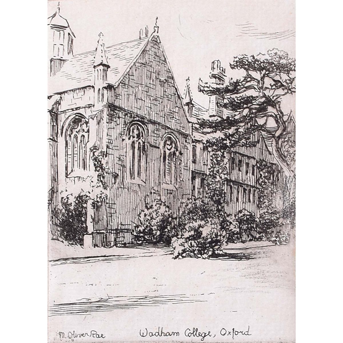 Mabel Oliver Rae Trinity College Wadham College Oxford etching c. 1920 ...