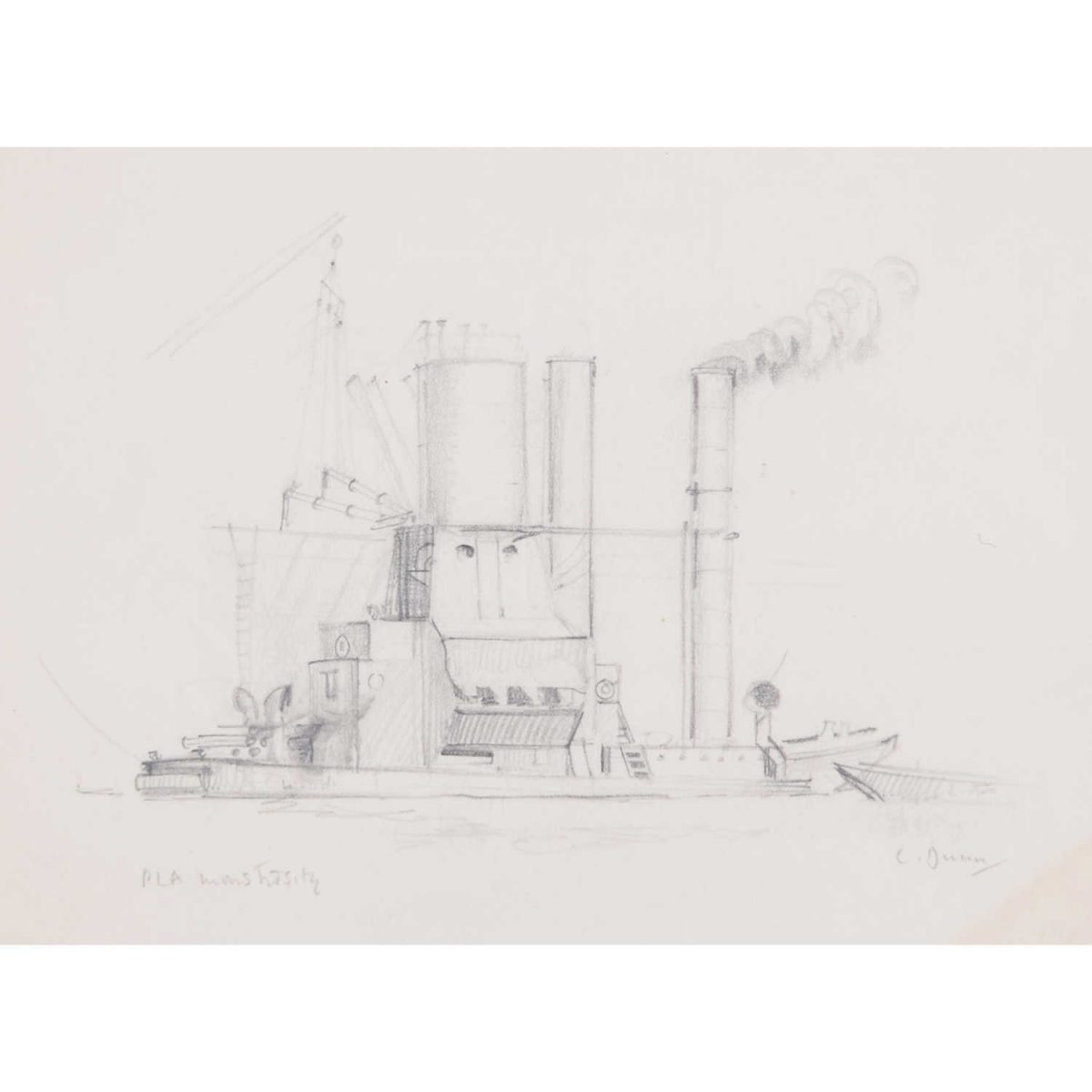 Laurence Dunn, Port of London Authority 'PLA' Monstrosity Boat Drawing ...
