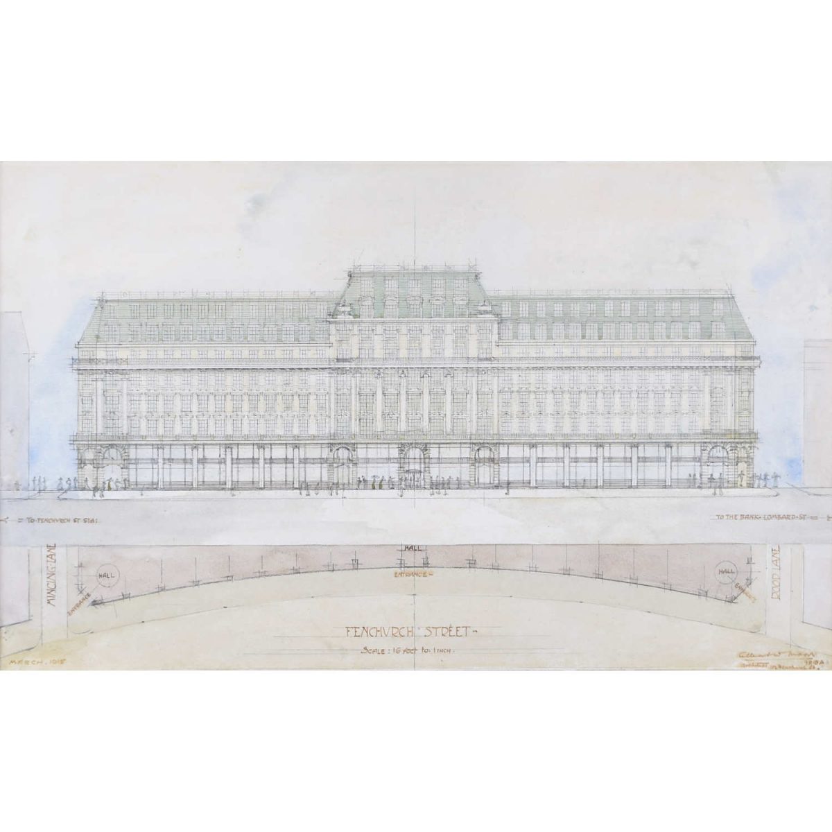 Albert Moore: 30 Fenchurch Street, London watercolour