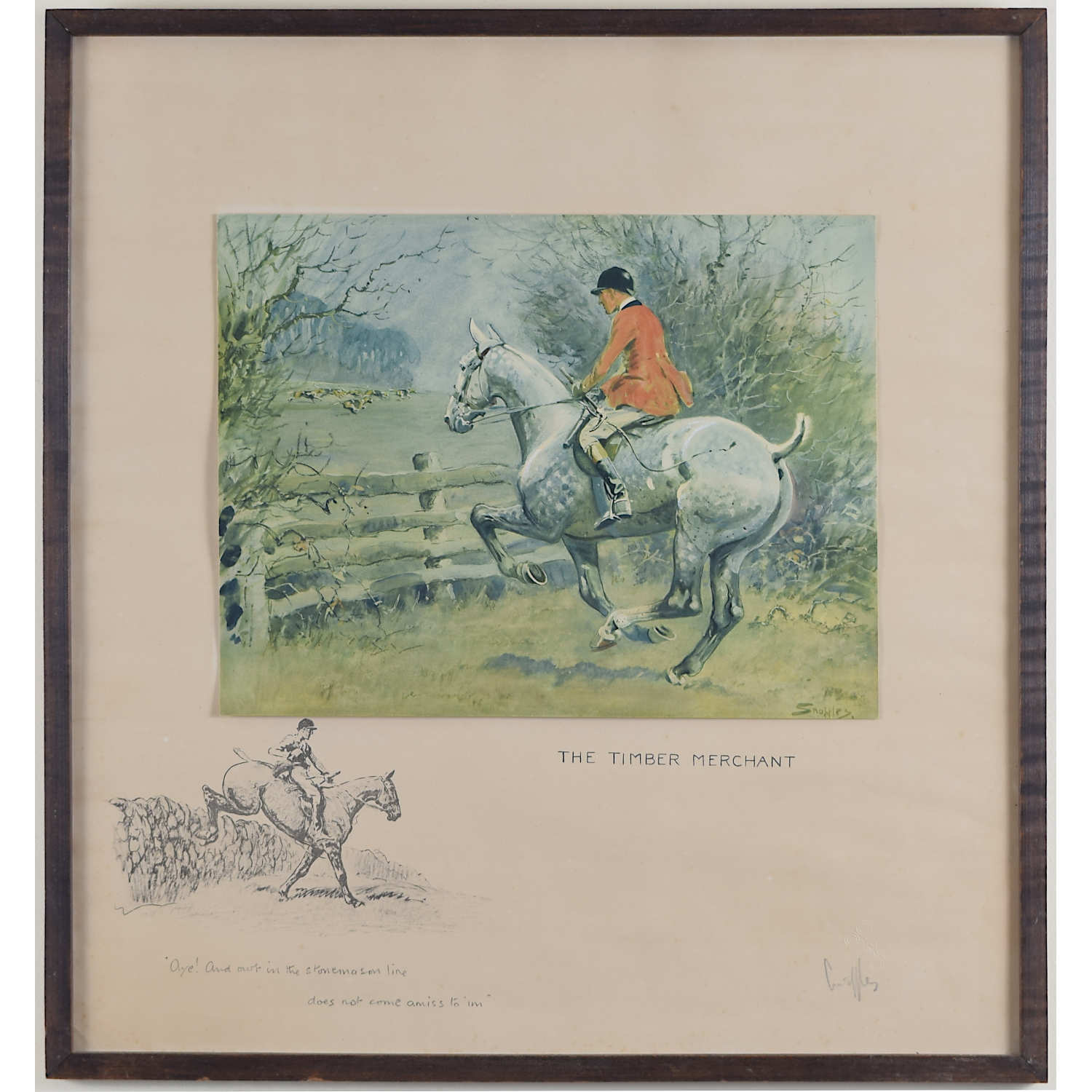 Snaffles: 'The Huntsman' signed lithograph - "The 'oss loves the 'ound"