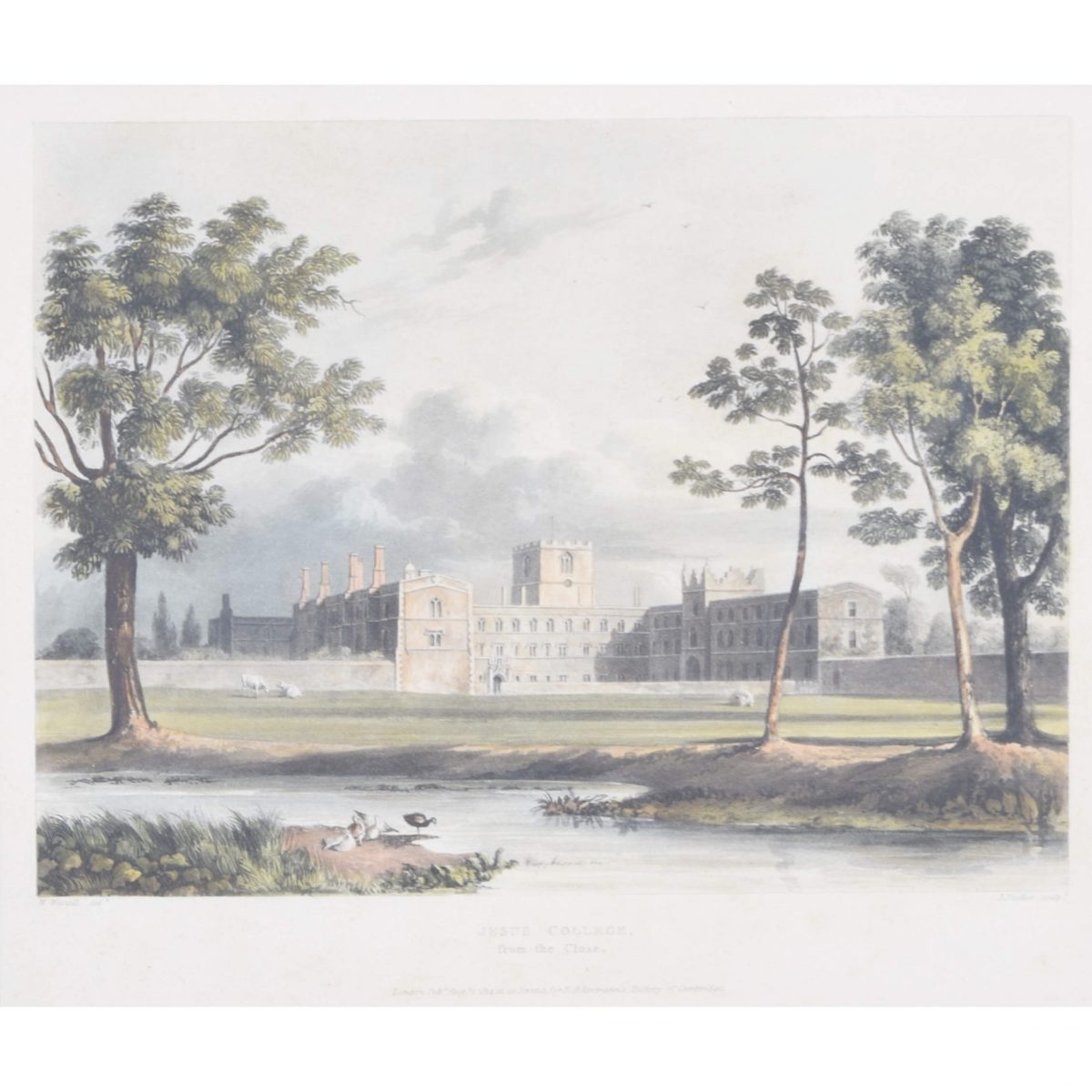 Jesus College, Cambridge engraving by Joseph Stadler for Ackermann