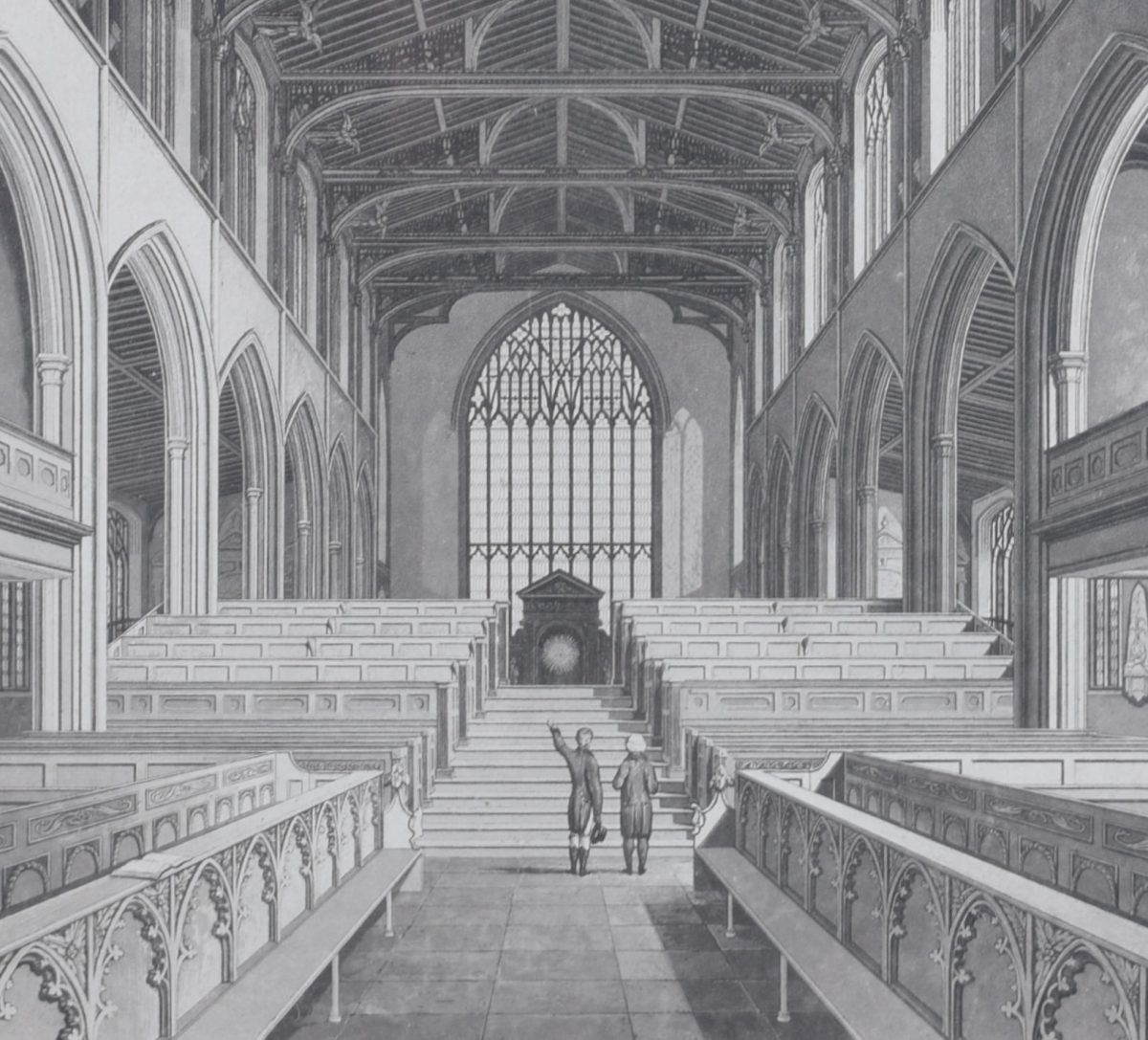 Chapel Interior engraving c. 1800 English/British - Manning Fine Art