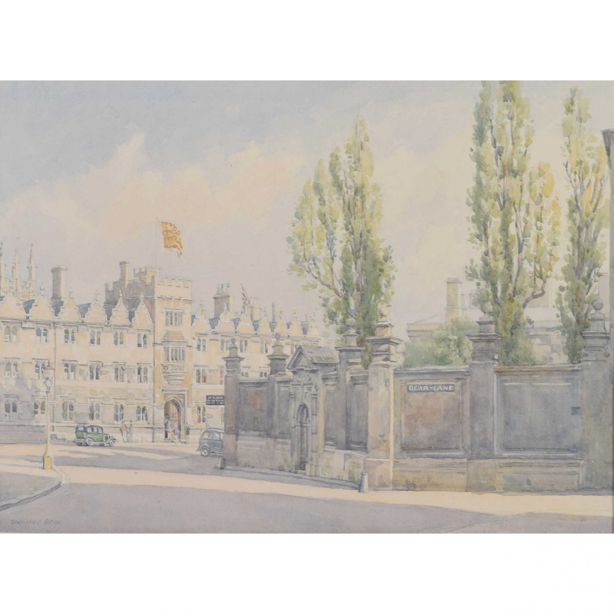 Oriel Square, Oxford watercolour by Bernard Cecil Gotch