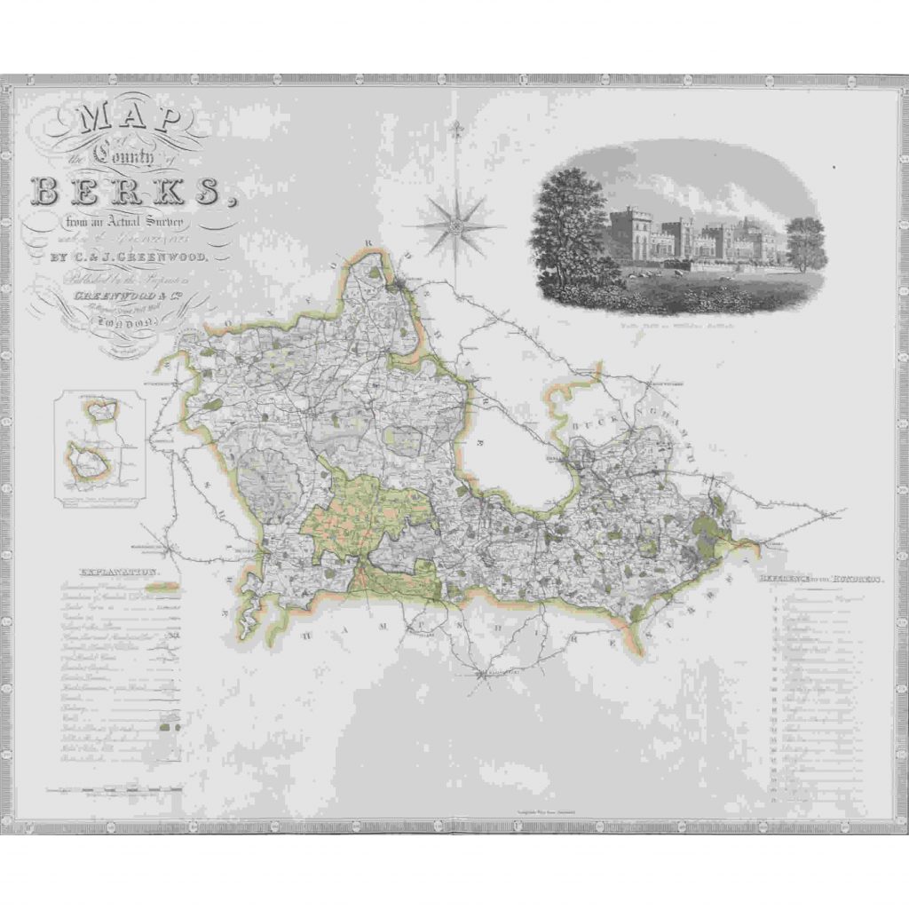 Berkshire 19th century map engraved by John Dower