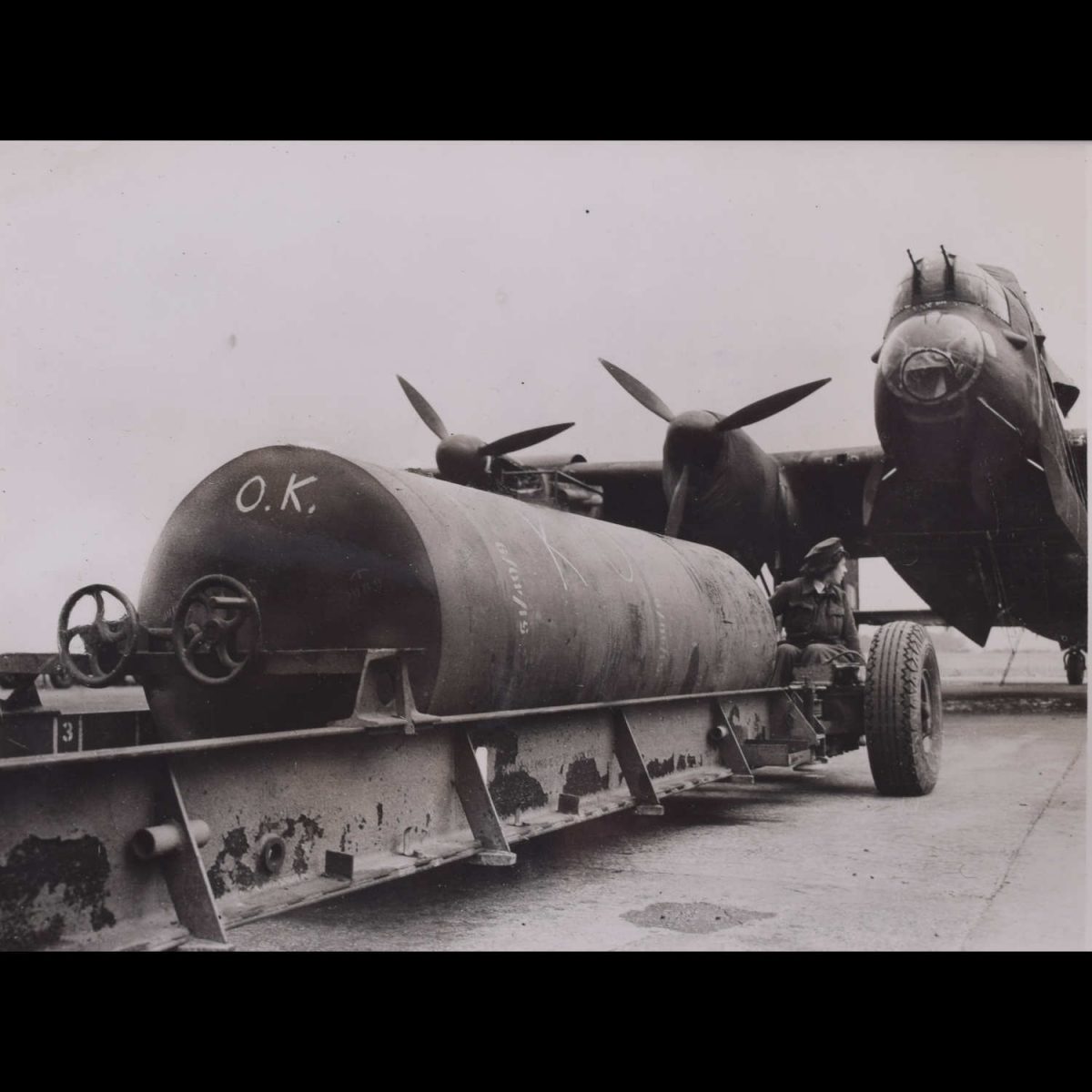 Lancaster Bomber with 8000lb bomb original photograph - Manning Fine Art