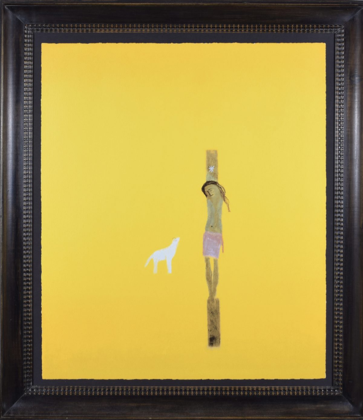Craigie Aitchison Yellow Crucifixion screenprint - Manning Fine Art