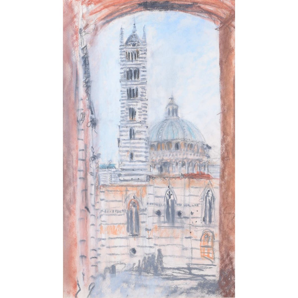 Duomo di Siena, Archway View pastel Modern British Art drawing by ...