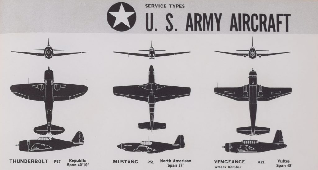 USA and UK fighter plane identification poster WW2