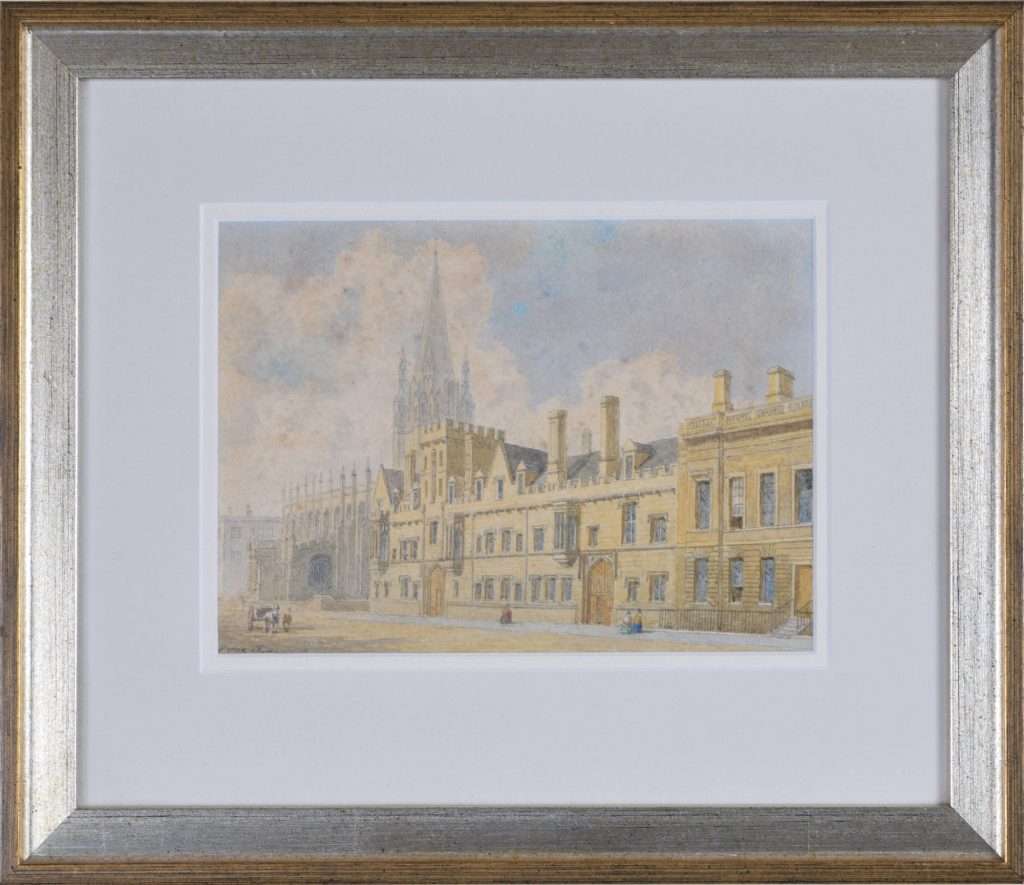 Oxford High Street with St Mary's Church Spire watercolour by George Pyne