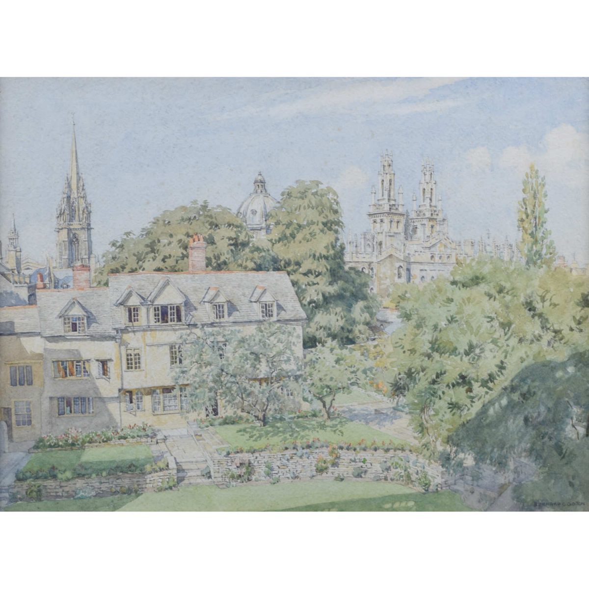 Queen's College, Oxford watercolour by Bernard Cecil Gotch