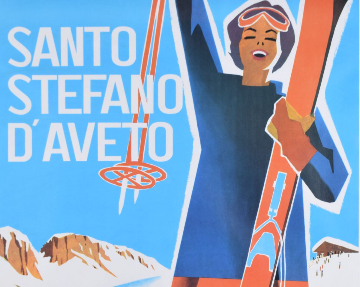 Santo Stefano d'Aveto vintage Italian ski poster by Mario Puppo