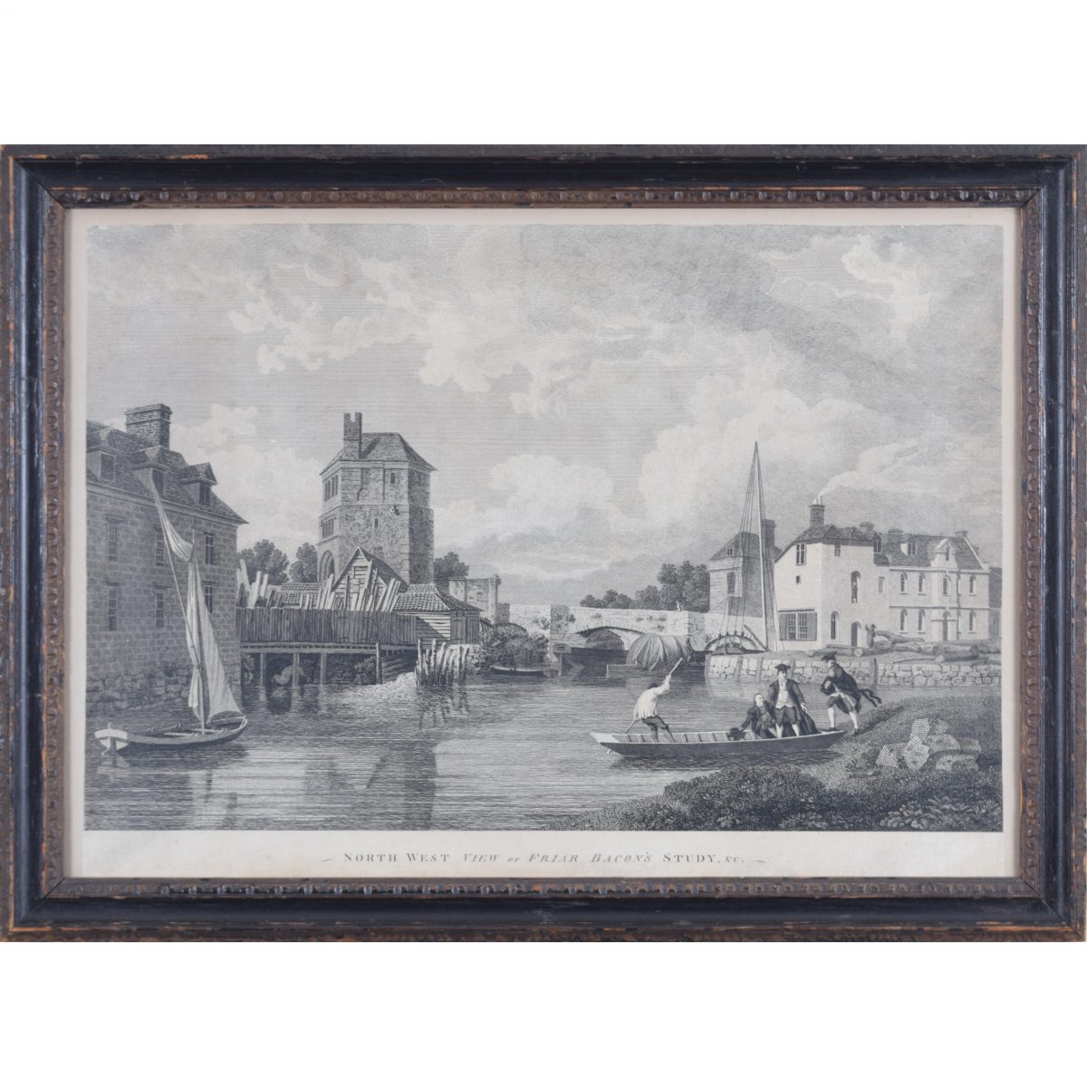 Folly Bridge and Friar Bacon's Study, Oxford engraving