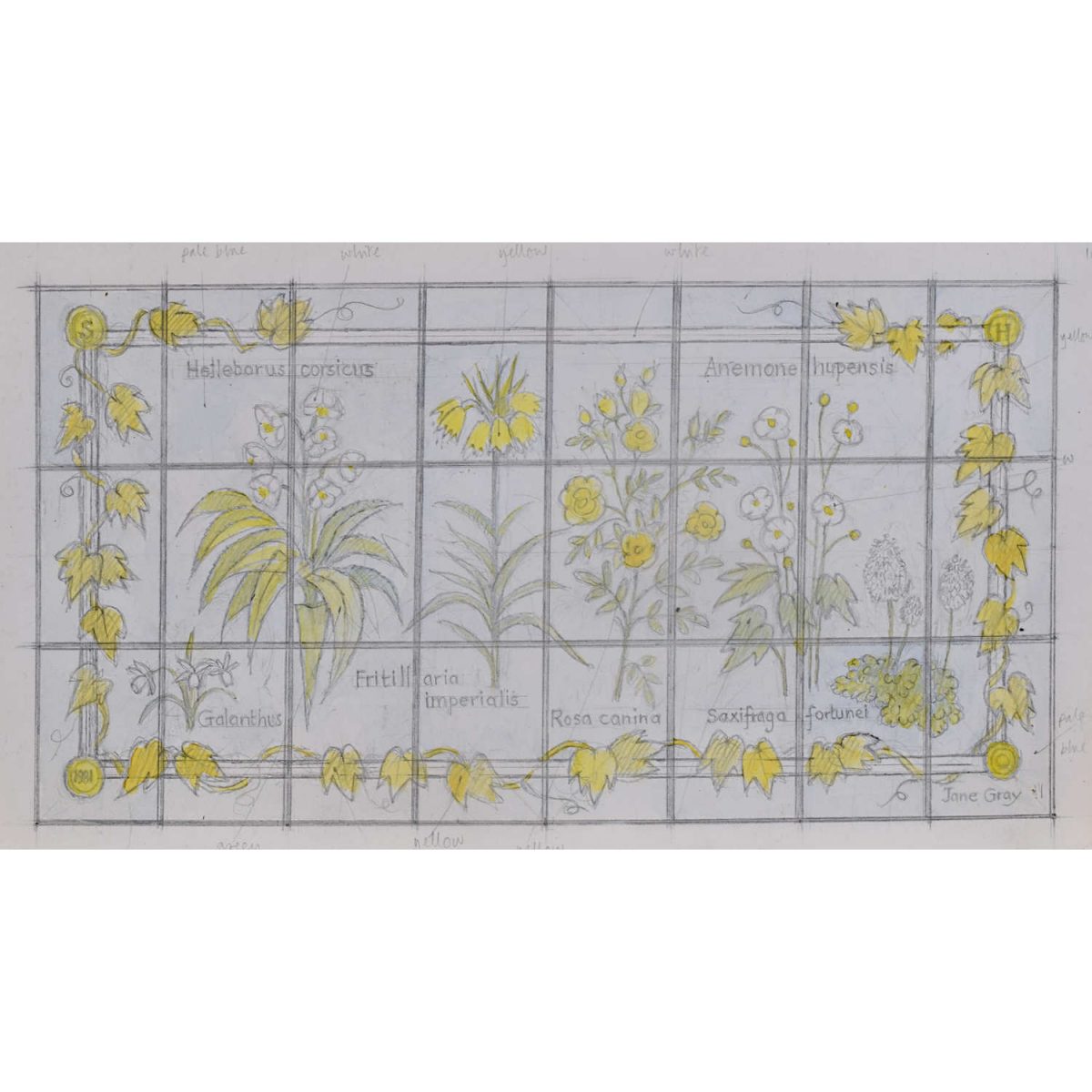 Saling Hall, Essex, Floral Design for Stained Glass Window