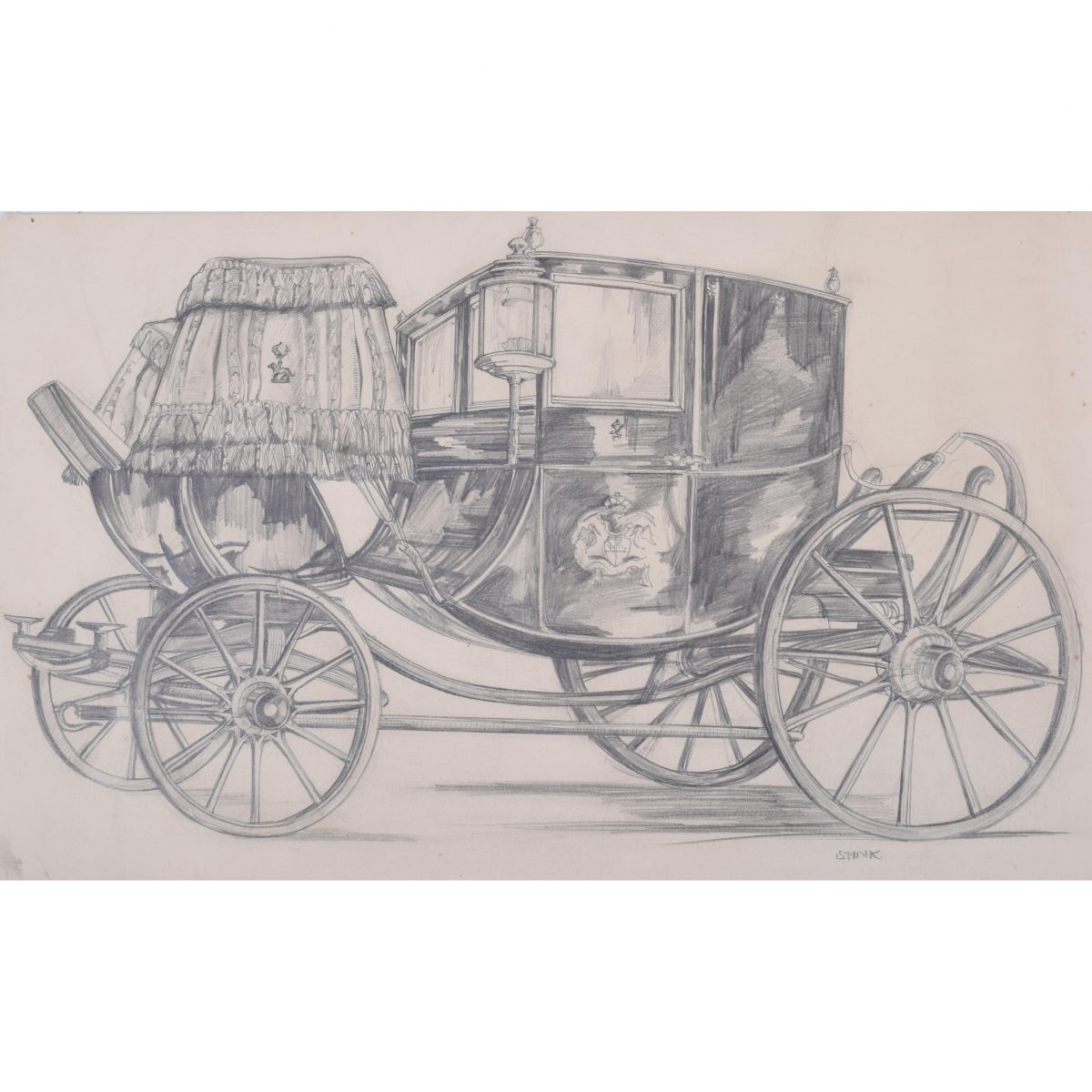 Stagecoach drawing by Gerald Mac Spink - Manning Fine Art