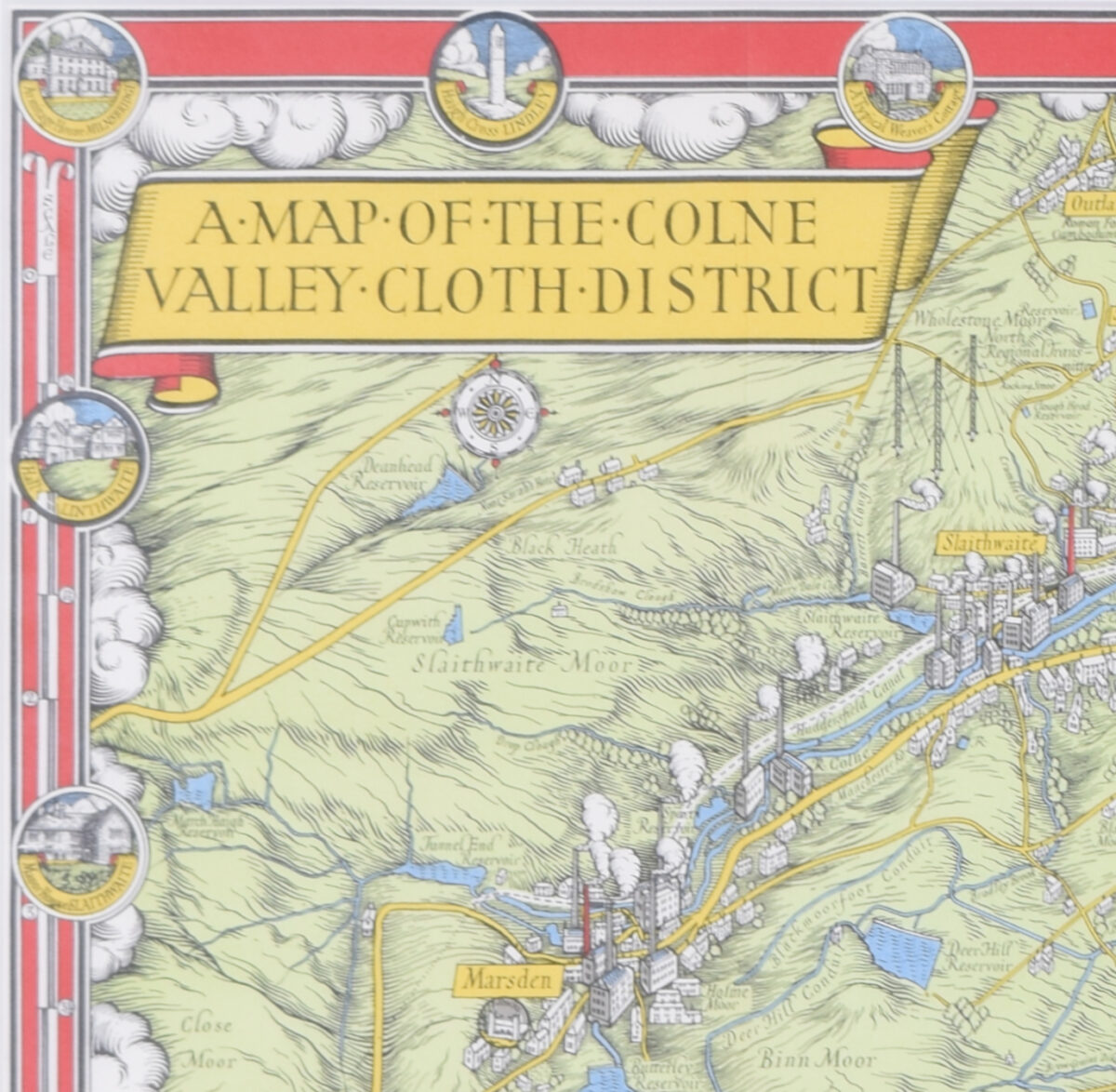 A Map of the Colne Valley Cloth District, West Yorkshire by Max Gill ...