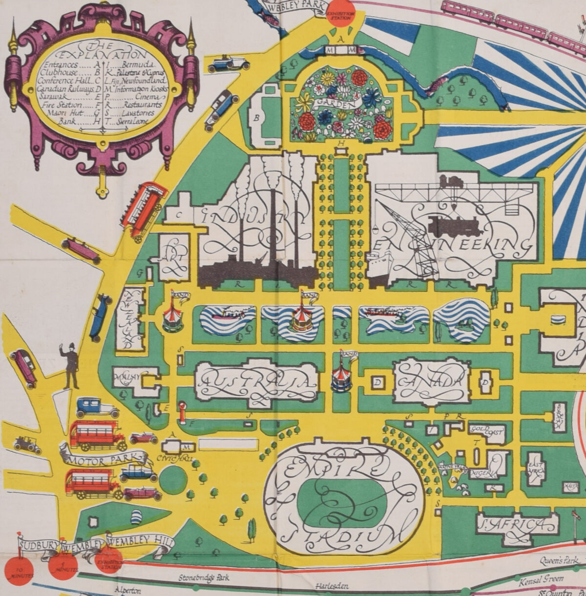 British Empire Exhibition 1924 Wembley map by Stanley Kennedy North