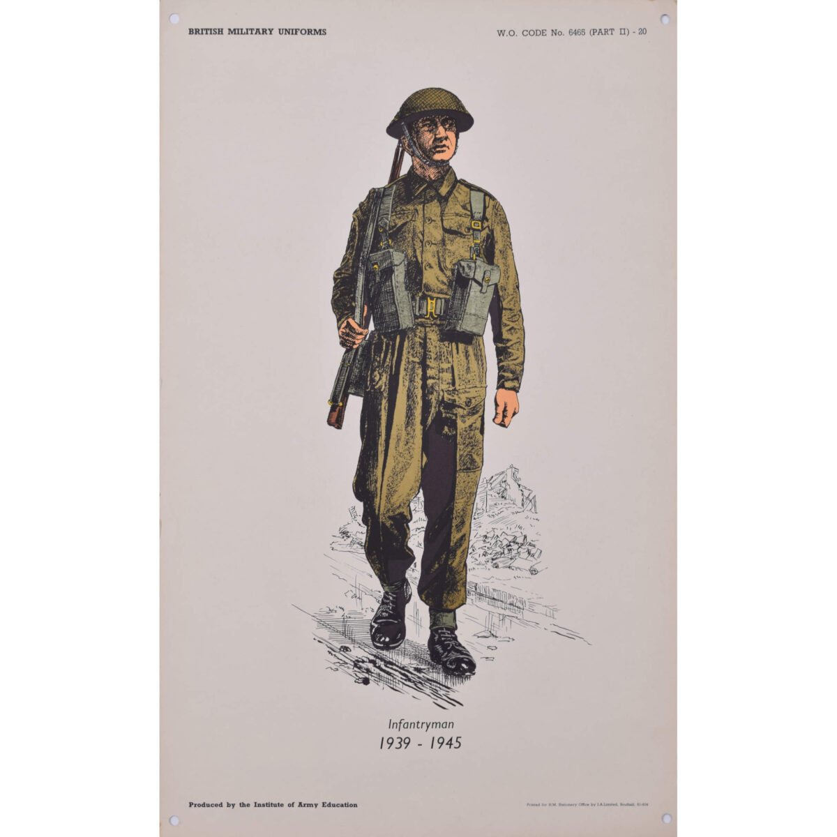 Infantryman British Army Institute of Army Education WW2 uniform lithograph