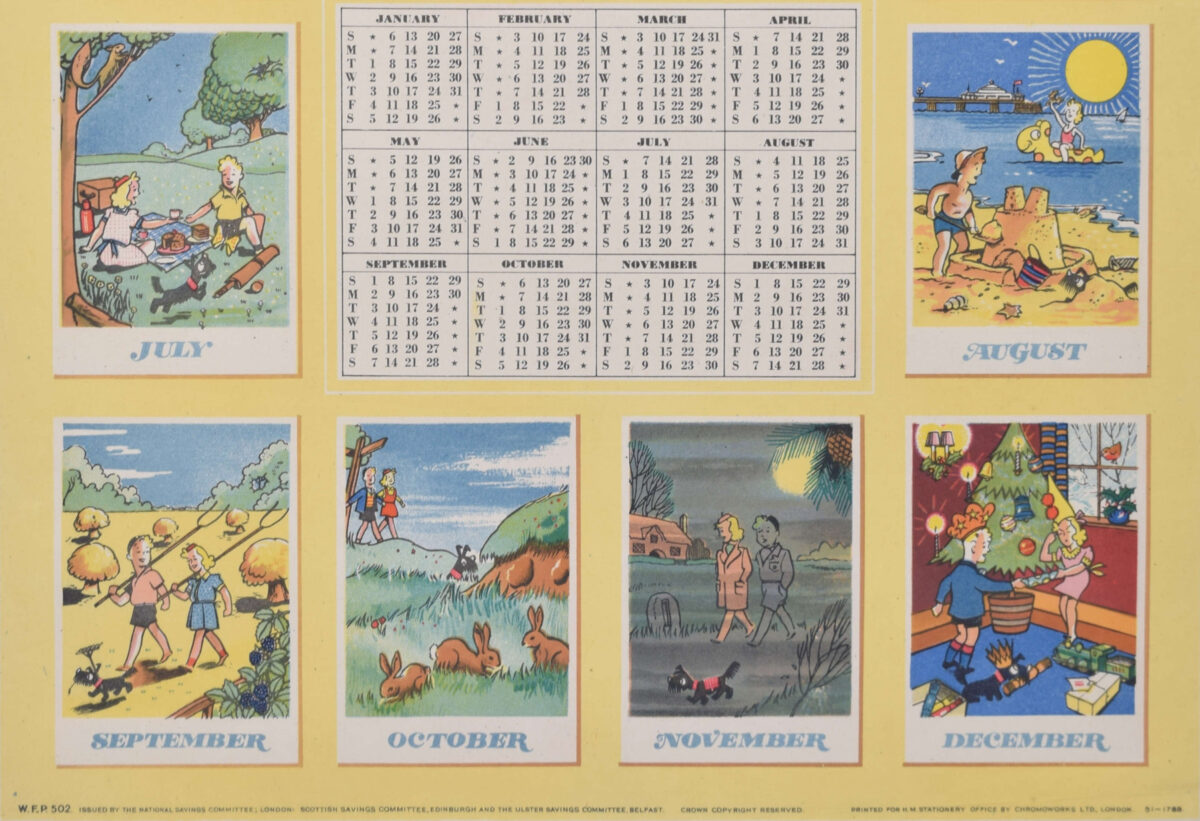 National Savings 1946 original vintage calendar poster - Manning Fine Art
