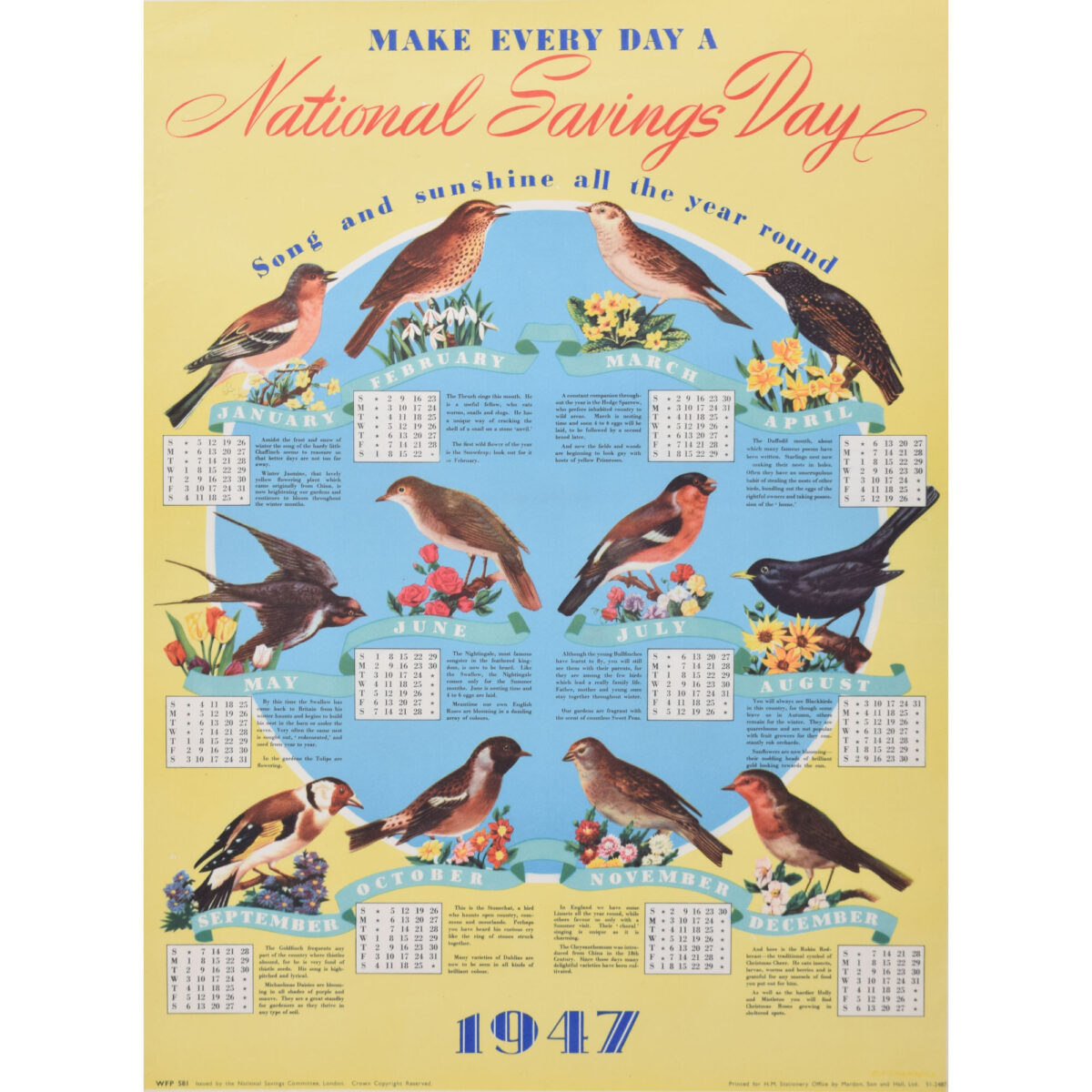 National Savings 1947 original vintage calendar poster - Manning Fine Art