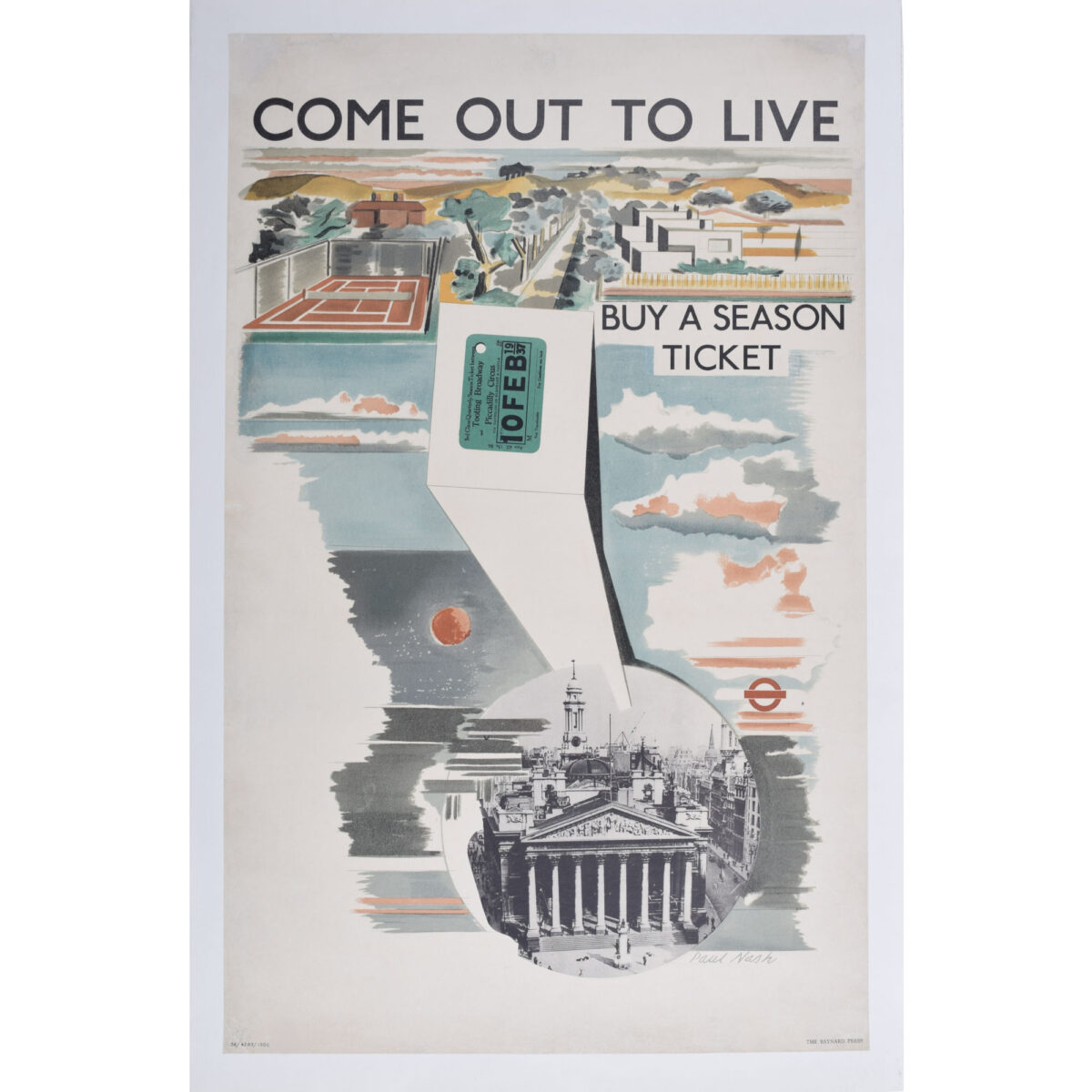 Come Out to Live original vintage poster by Paul Nash 1930s Transport ...