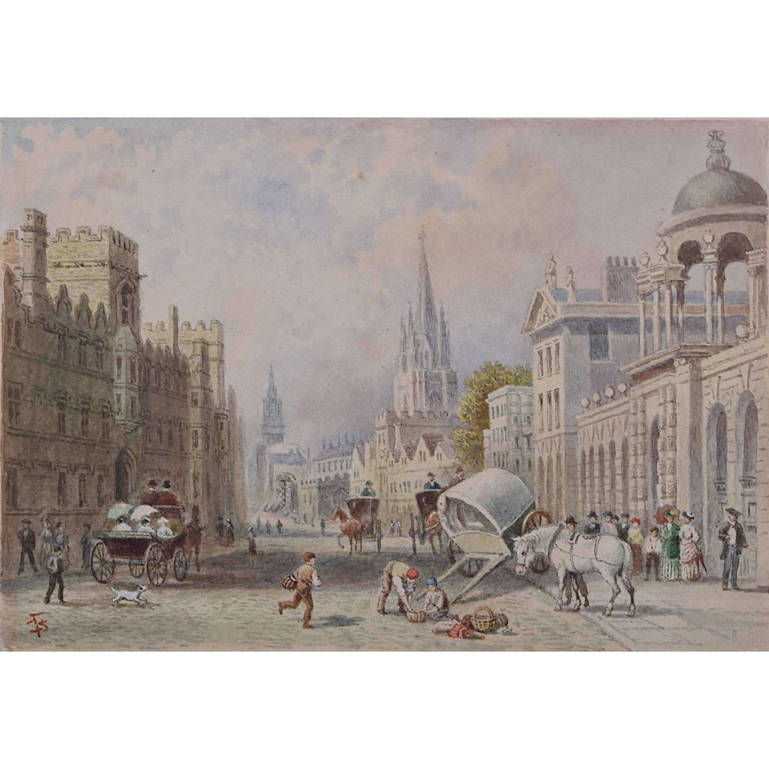 Queen s College And The High Oxford 18th Century Watercolour